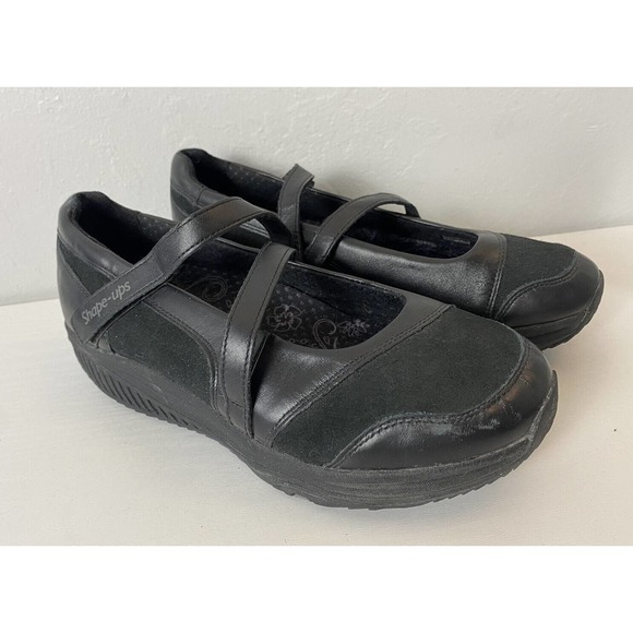 Skechers | Shoes | Skechers Shape Ups Mary Jane Black Leather Shoes ...